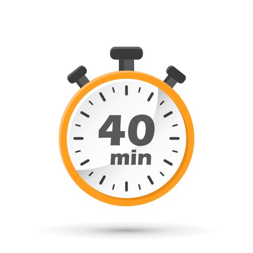 40 minutes on stopwatch icon in flat style clock Vector Image