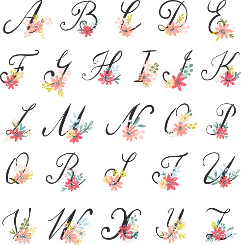 Beautiful Floral Alphabet Letters Font Vector Images (over 16,000)