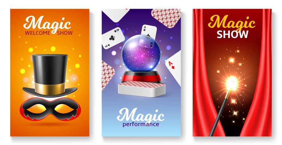 Magician accessories cards illusionists show Vector Image
