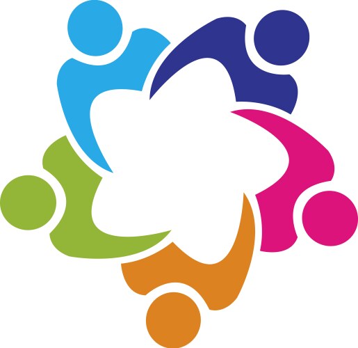Teamwork group people working together logo Vector Image