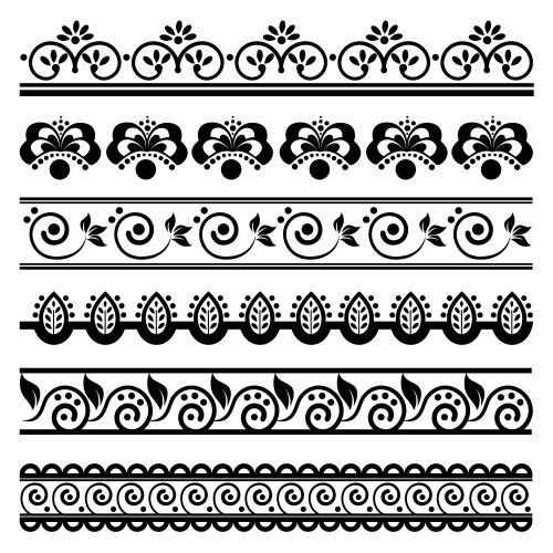 Medieval floral border set Royalty Free Vector Image