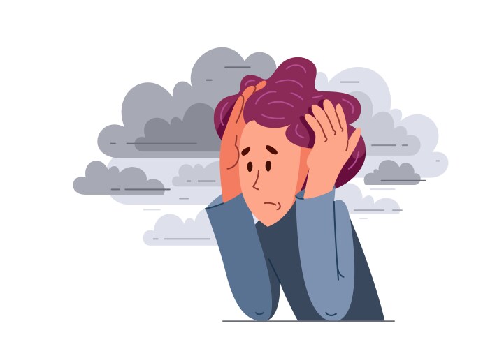 Young man feeling stressed and uncomfortable Vector Image
