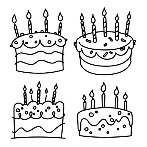 Birthday cake cartoon drawing Royalty Free Vector Image