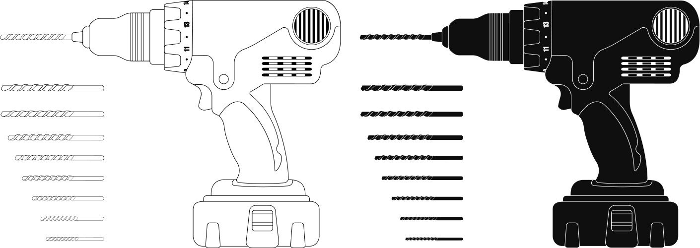 Monochrome poster with hand cordless drill Vector Image
