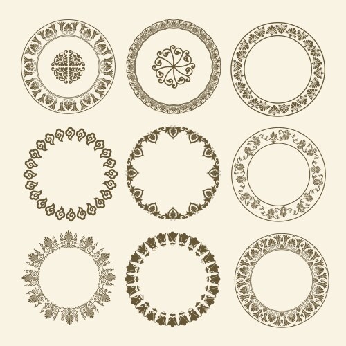 Ancient greek round pattern - seamless set Vector Image