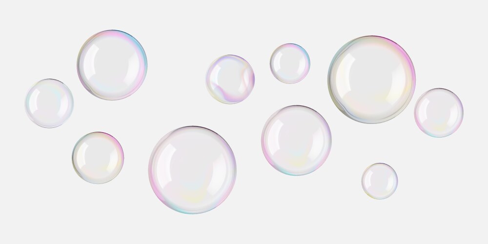 Water bubbles float in a transparent background Vector Image
