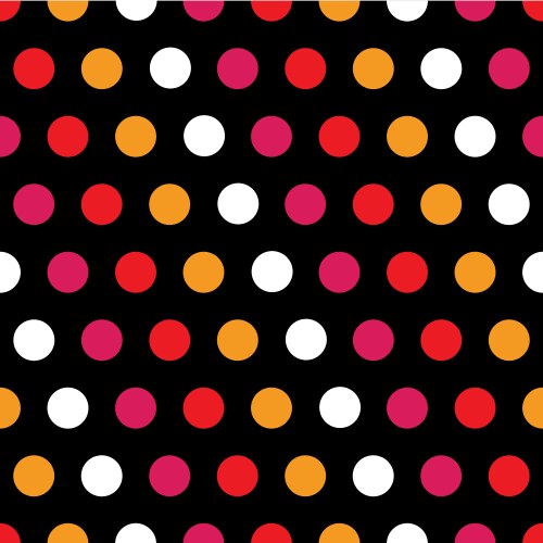 Colorful rainbow polka dots on black background Vector Image
