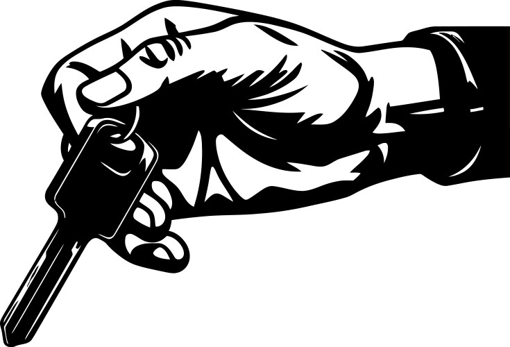 Hand and key emblem of control key reach symbol Vector Image