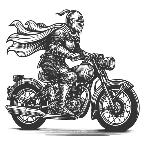 Medieval knight on horseback engraving Royalty Free Vector