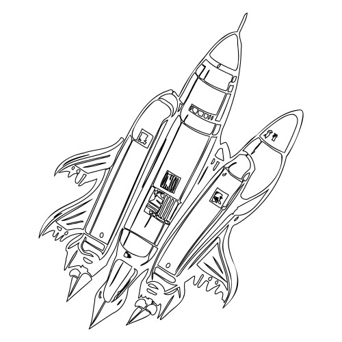 Space shuttle outline sketch Royalty Free Vector Image