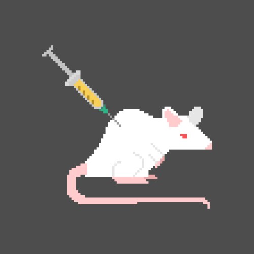 White laboratory mouse pixel art 8 bit Royalty Free Vector