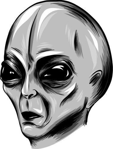 Vintage monochrome alien face concept Royalty Free Vector