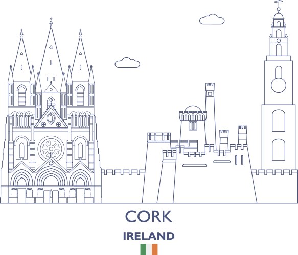 Dublin city skyline - cityscape with landmarks Vector Image