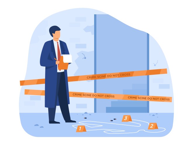 Detective at crime scene Royalty Free Vector Image