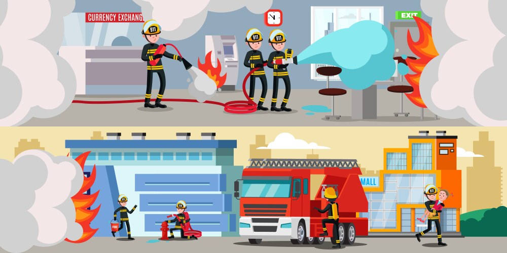 A firefighter helping service Royalty Free Vector Image