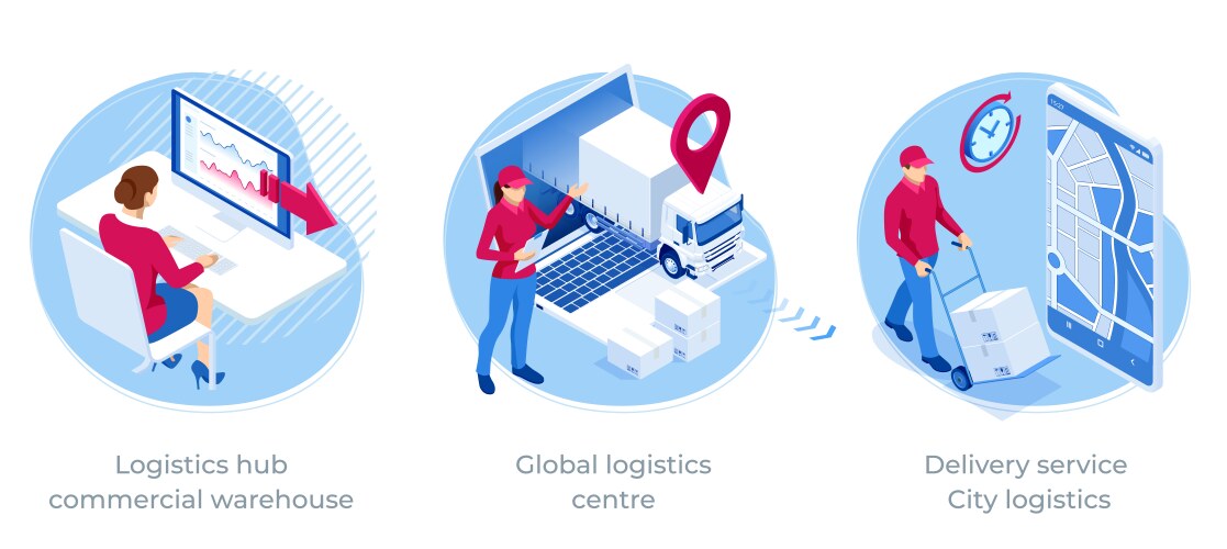 Delivery logistics route composition Royalty Free Vector