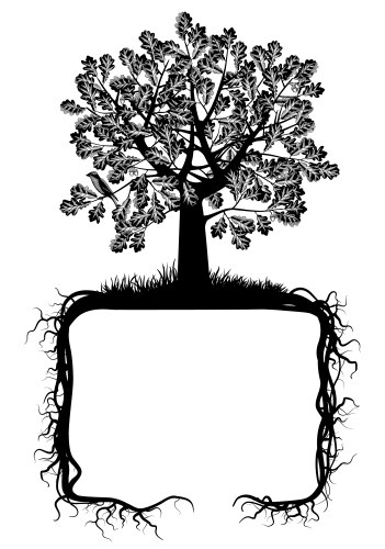 Oak tree with a banner Royalty Free Vector Image