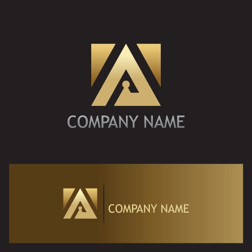 Circle triangle gold logo Royalty Free Vector Image