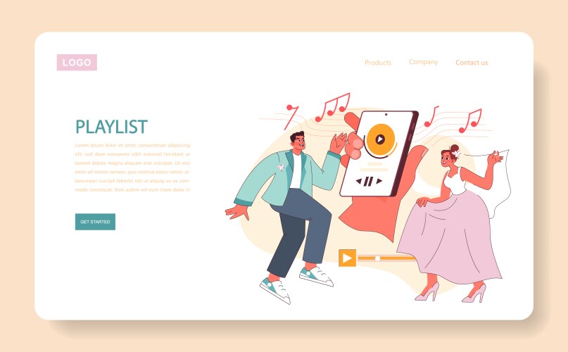 Playlist concept flat Royalty Free Vector Image