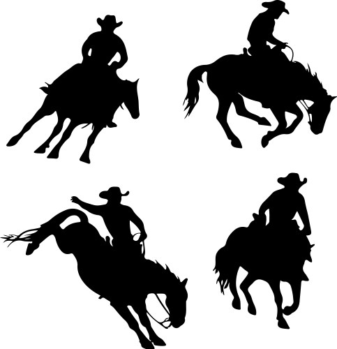 Rodeo silhouette dynamic cowboy Royalty Free Vector Image