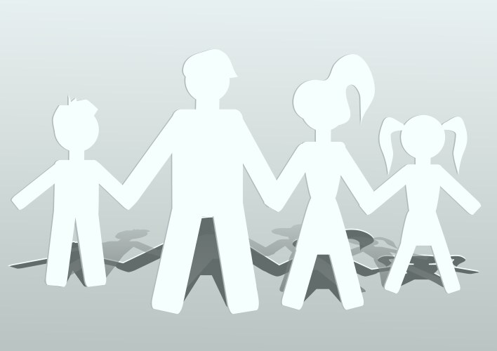 One continuous single line of four family member Vector Image
