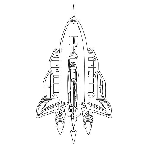 Space shuttle outline sketch Royalty Free Vector Image