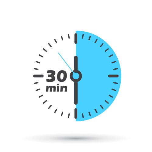 30 minutes on stopwatch icon in flat style clock Vector Image