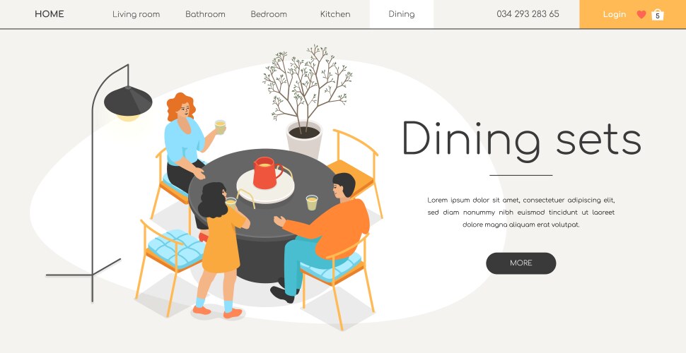 Happy friends gathering around table eating lunch Vector Image