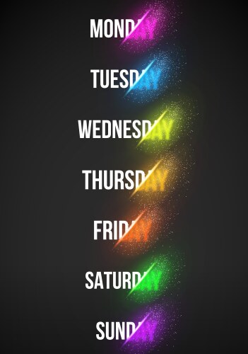 Calendar week days with explosion effect Vector Image