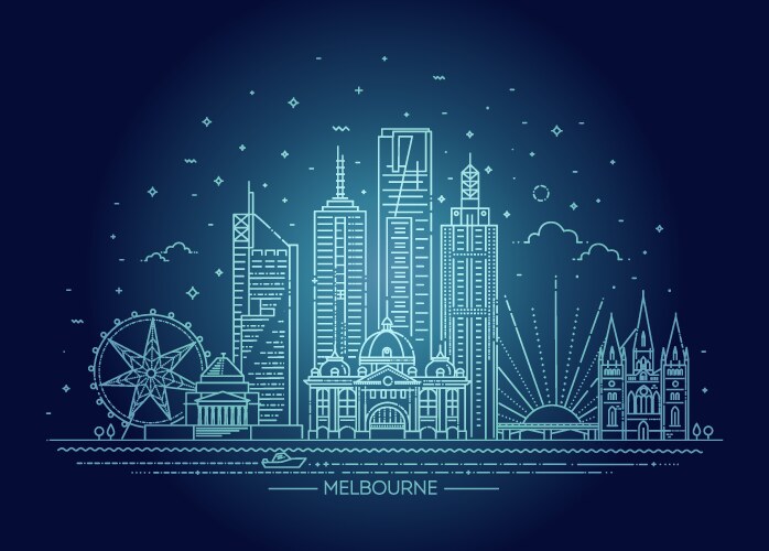 Australia architecture line skyline Royalty Free Vector