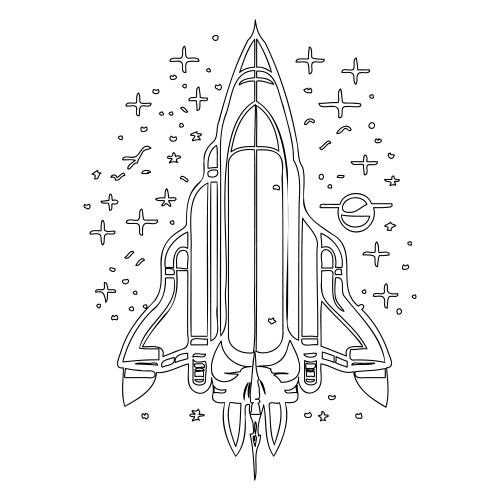 Space shuttle outline sketch Royalty Free Vector Image