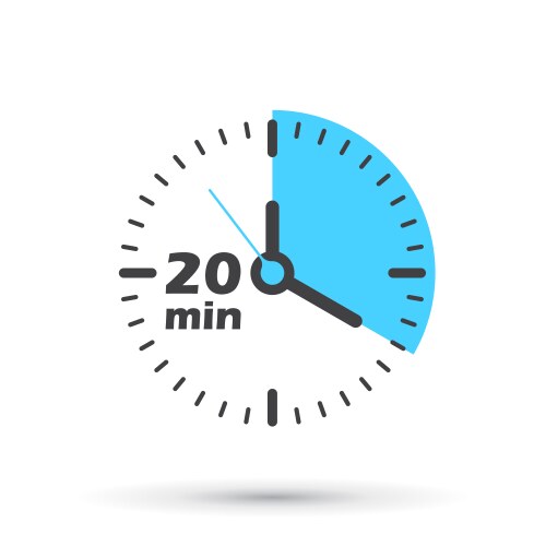 20 minutes on stopwatch icon in flat style clock Vector Image