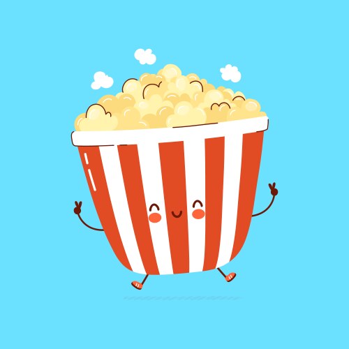 Cute happy funny popcorn logo template design Vector Image