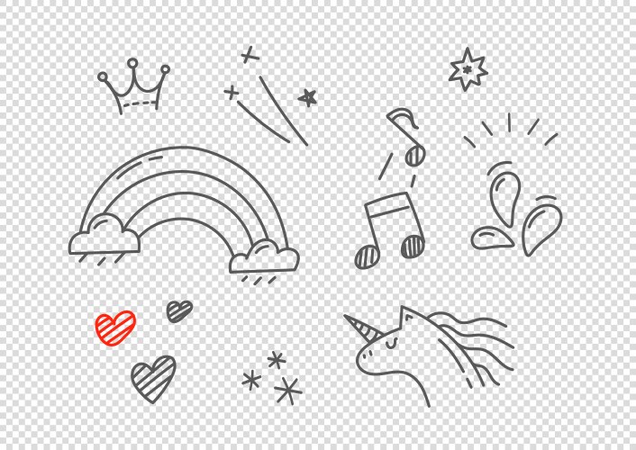 Hand drawn doodle style elements isolated Vector Image