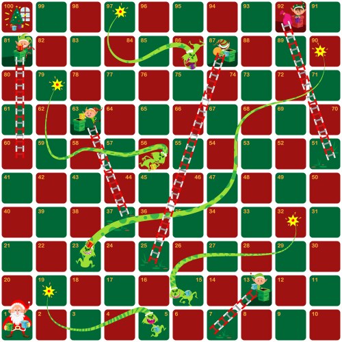 Snakes and ladders board template printable Vector Image