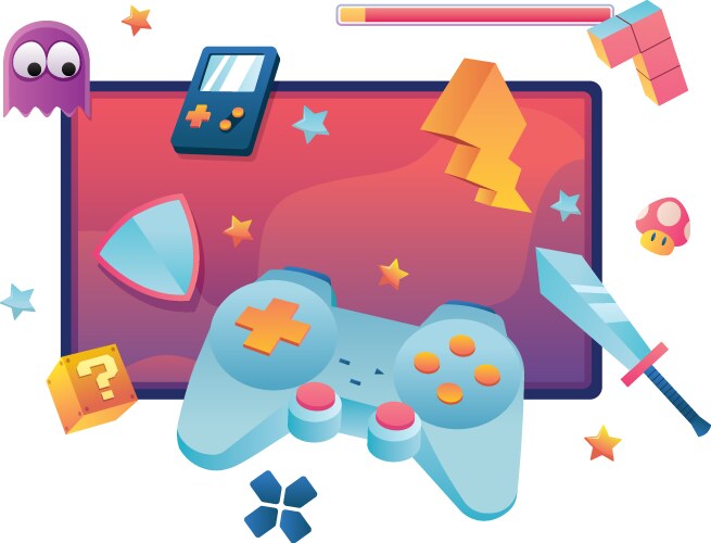 Video gaming online games computer screen Vector Image