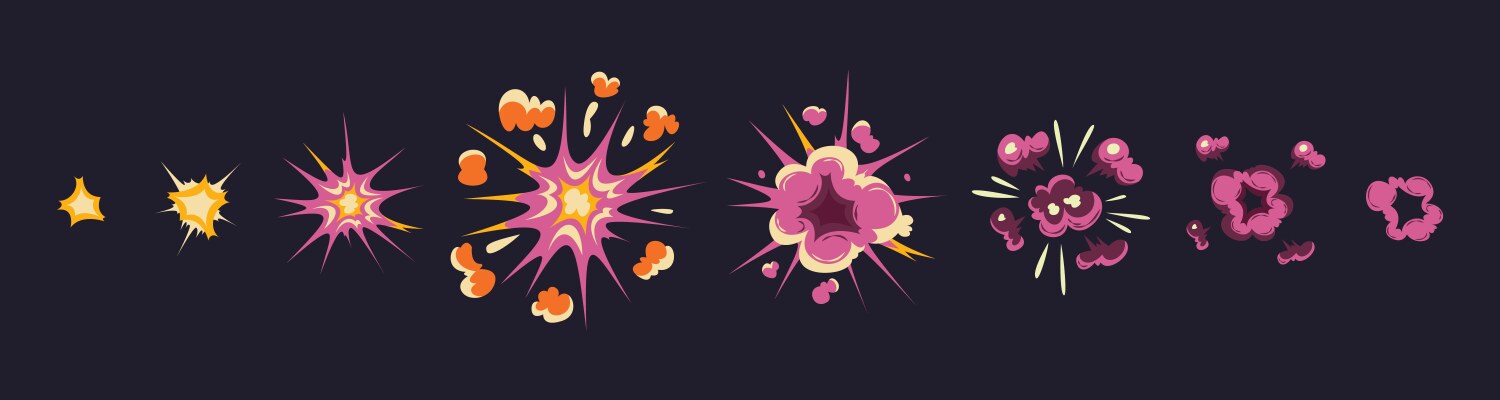 Cartoon explosion posters set Royalty Free Vector Image