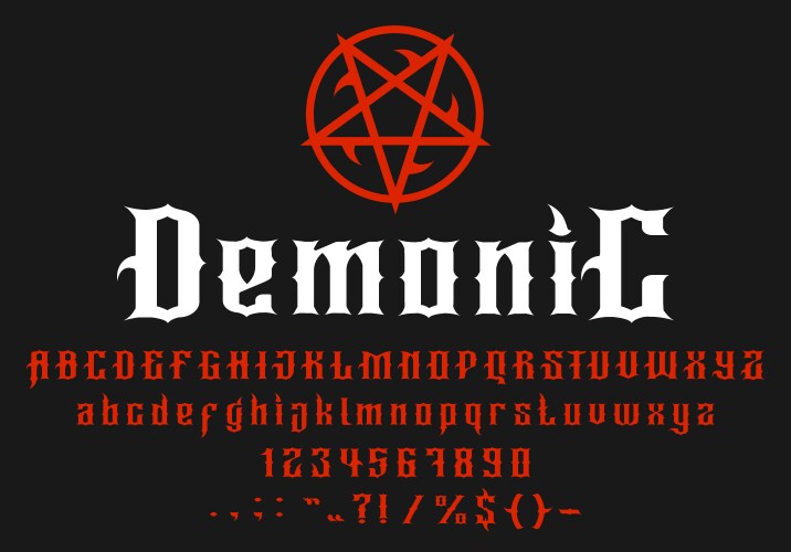 Devil font demon typeface alphabet satan letters Vector Image