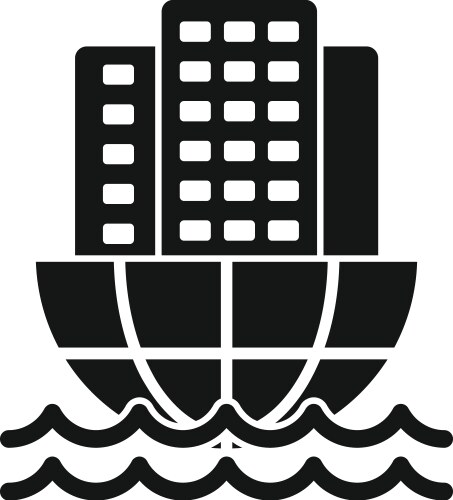 Sea level rise graphic icon simple climate Vector Image