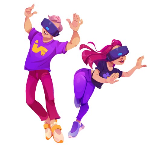 Metaverse game people flying with vr glasses Vector Image