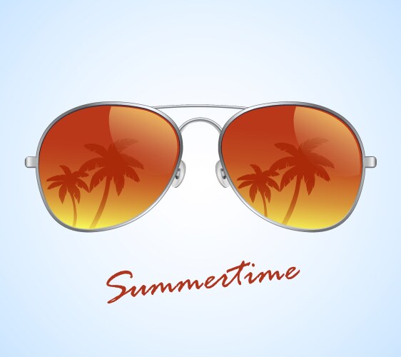 Aviator sunglasses with palms reflection Vector Image
