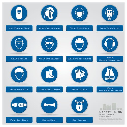 Mandatory sign safety and caution symbols Vector Image
