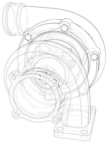 Outline turbo kit with blue color Royalty Free Vector Image