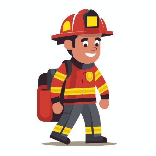 Male firefighter cartoon character standing Vector Image