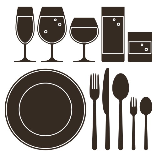 Plate knife spoon and fork Royalty Free Vector Image
