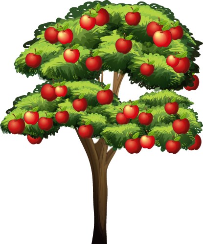Apple tree with ripe fruits in cartoon style Vector Image