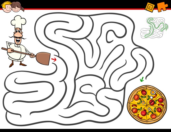 Childish animal food puzzle maze template Vector Image