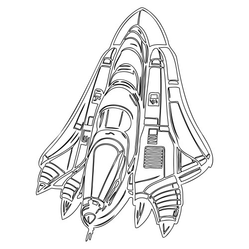 Space shuttle outline sketch Royalty Free Vector Image