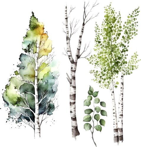 Alphabet poster made birch tree log letters Vector Image