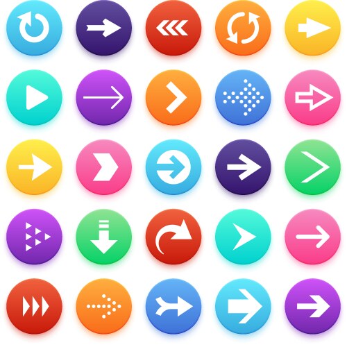 Arrow web icons isolated cursor arrows download Vector Image